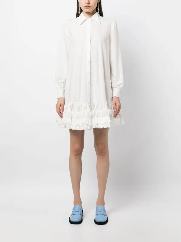 Molly Goddard Long-Sleeve Shirt Dress In White - 72% Off