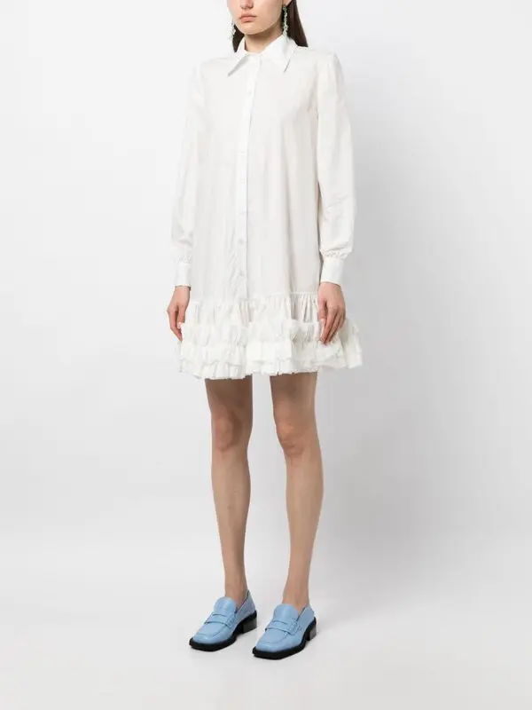 Molly Goddard Long-Sleeve Shirt Dress In White - 72% Off