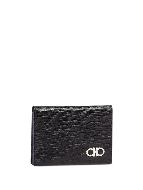 FERRAGAMO Gancini Leather Card Holder - Black