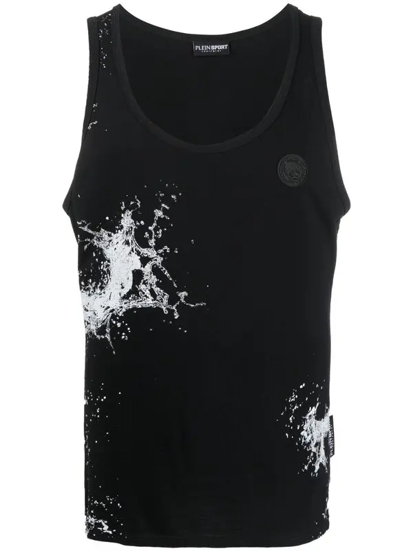PLEIN SPORT Splash-print Cotton Tank Top