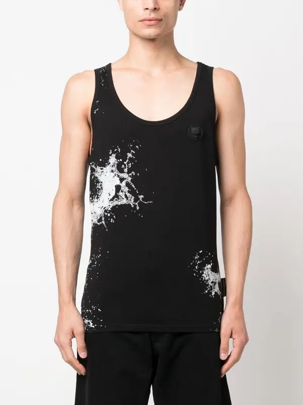PLEIN SPORT Splash-print Cotton Tank Top