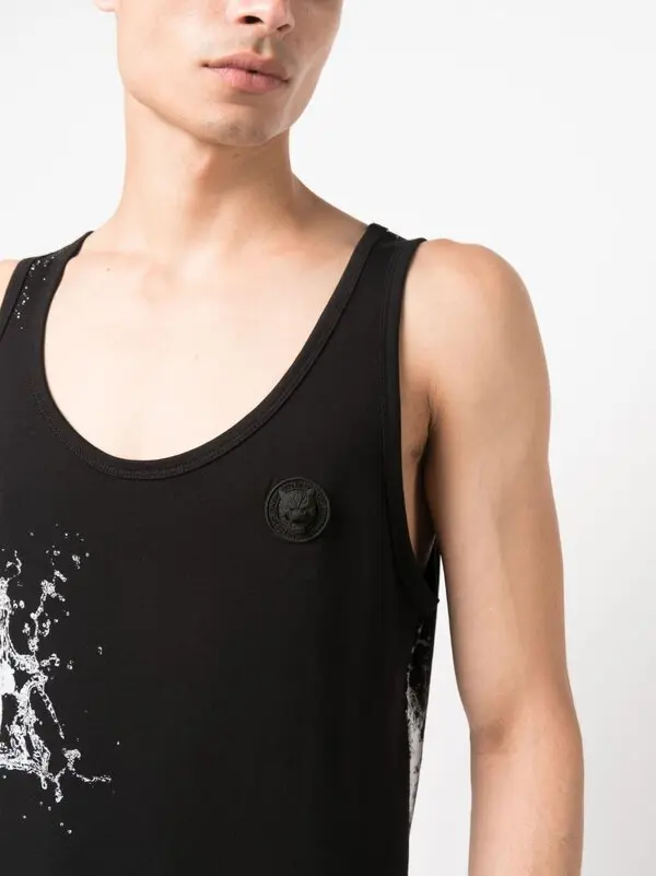 PLEIN SPORT Splash-print Cotton Tank Top