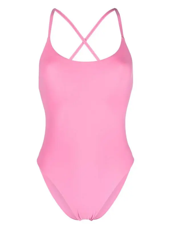 LIDO Criss-cross Straps High-cut One-piece Swimsuit - Pink