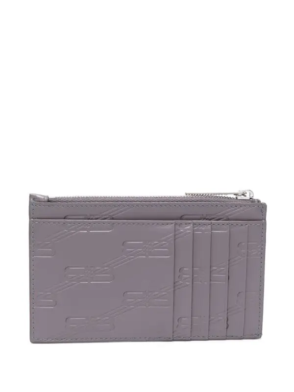Balenciaga Logo-debossed Leather Cardholder - Grey