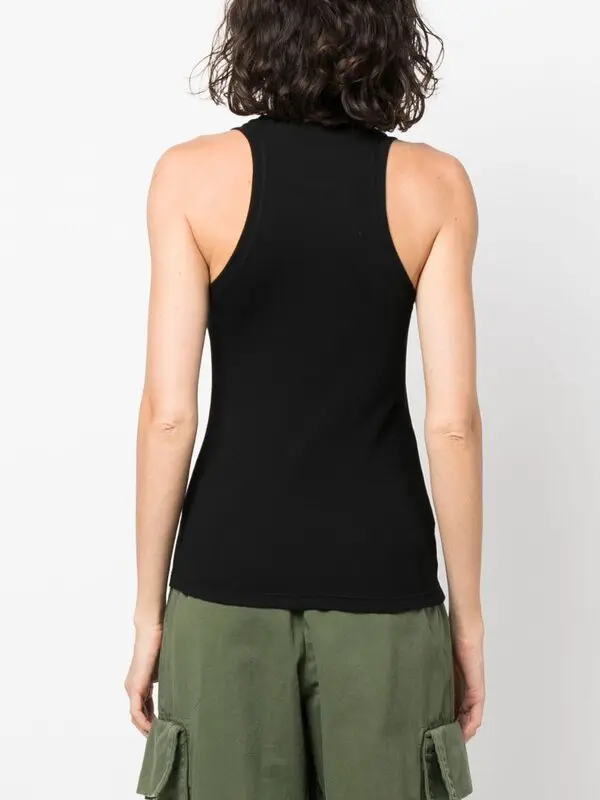 Pinko Logo-embossed Cotton Tank Top - Black