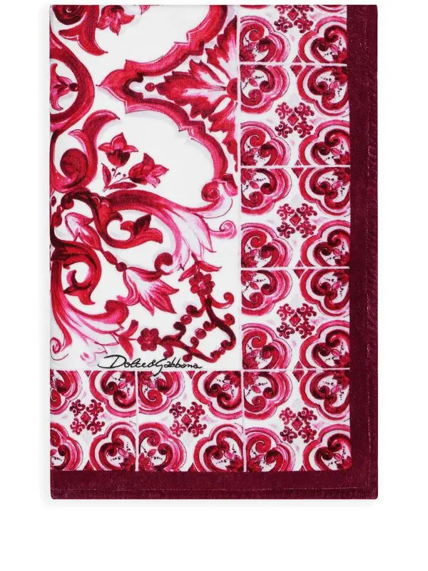 Dolce & Gabbana Majolica-print Terry-cloth Beach Towel - White