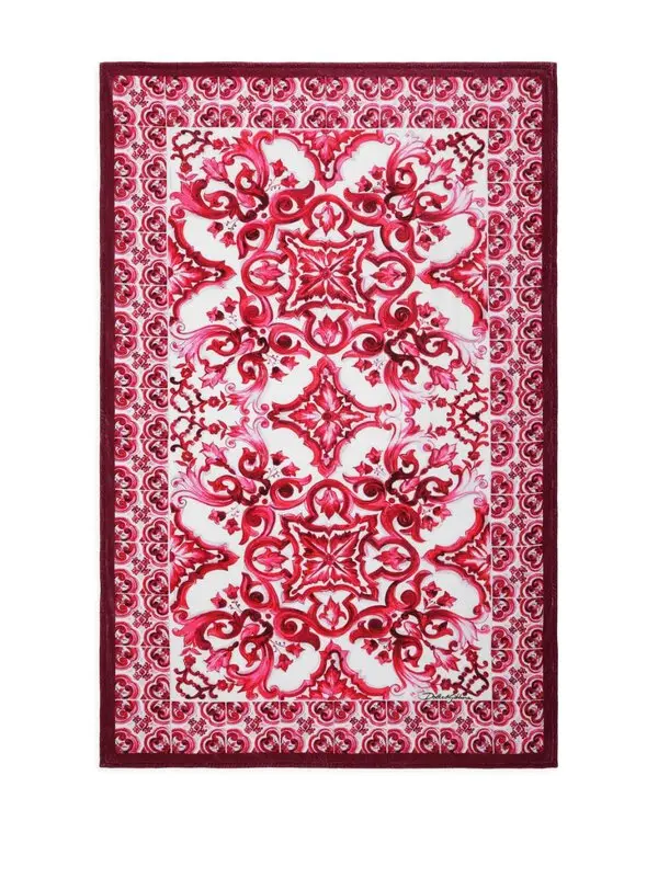 Dolce & Gabbana Majolica-print Terry-cloth Beach Towel - White
