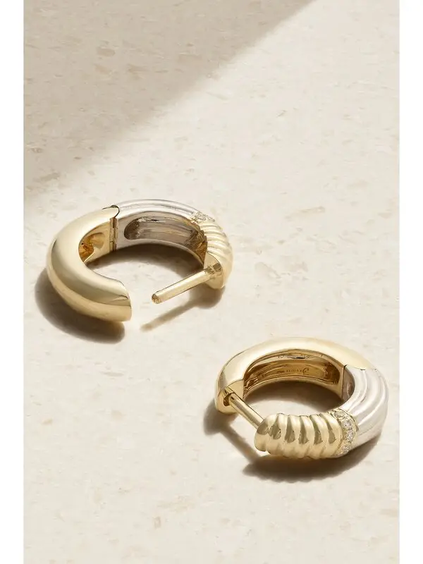 Yvonne Léon Berlingot Mini 9-karat Diamond Hoop Earrings