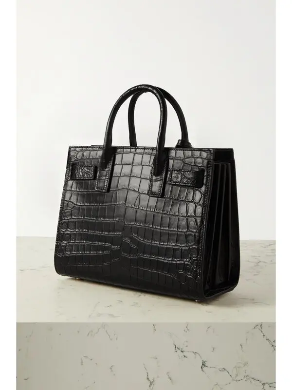Saint Laurent Sac De Jour Nano Croc-effect Leather Tote - Black