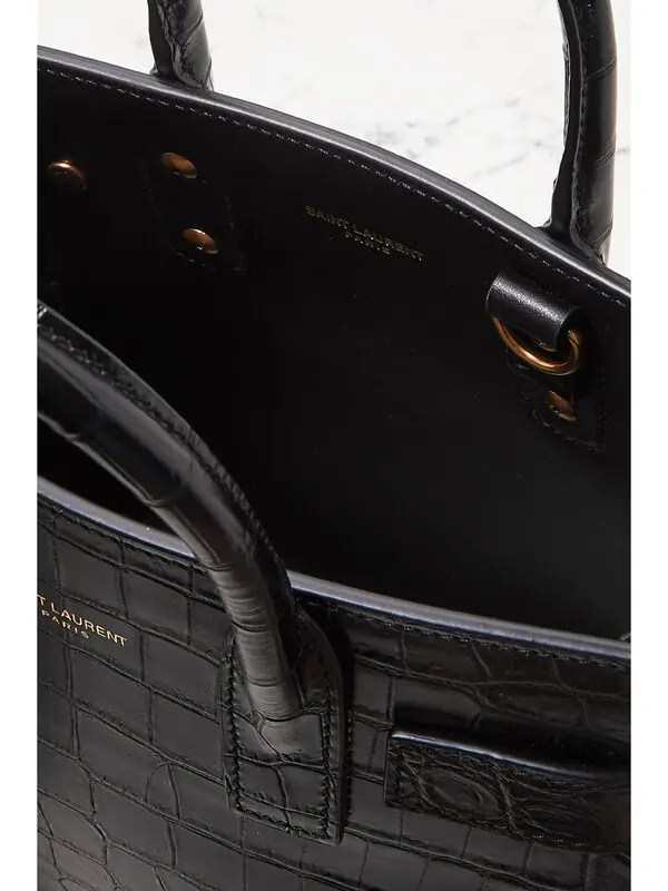 Saint Laurent Sac De Jour Nano Croc-effect Leather Tote - Black