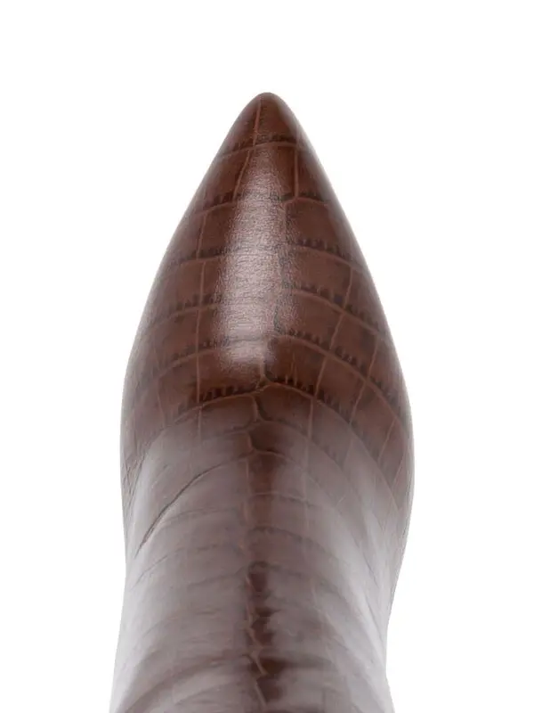 Paris Texas 100mm Crocodile-effect Leather Knee-high Boots