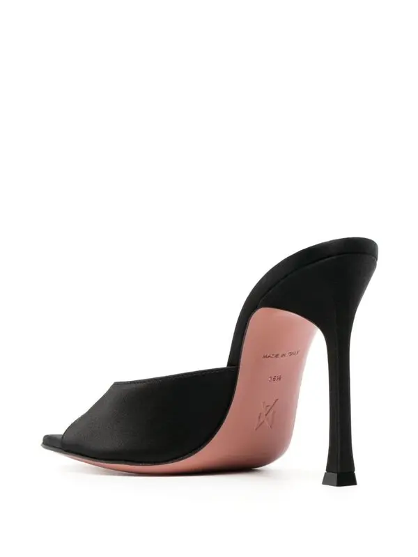 Amina Muaddi Alexa Satin Sandals - Black