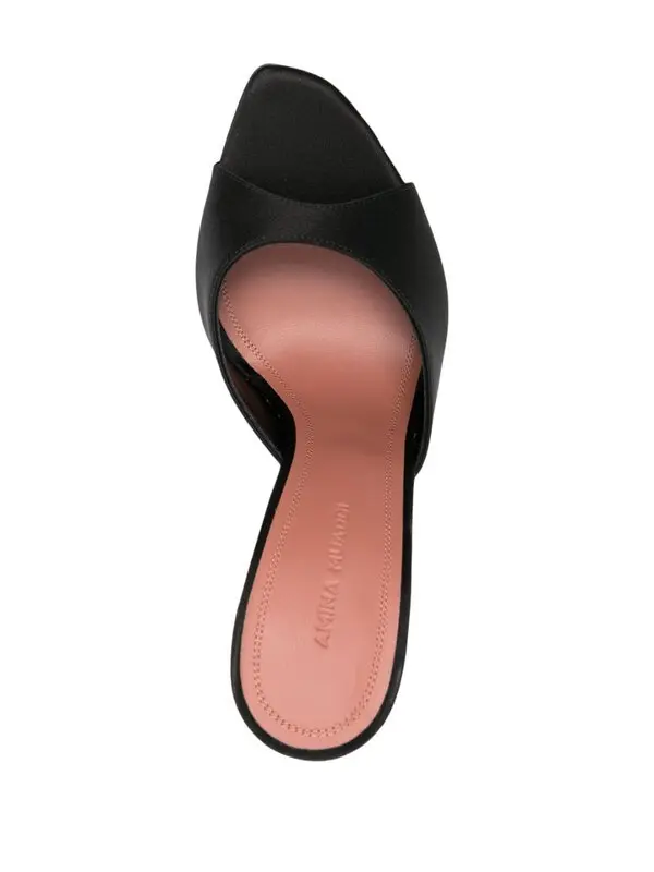 Amina Muaddi Alexa Satin Sandals - Black