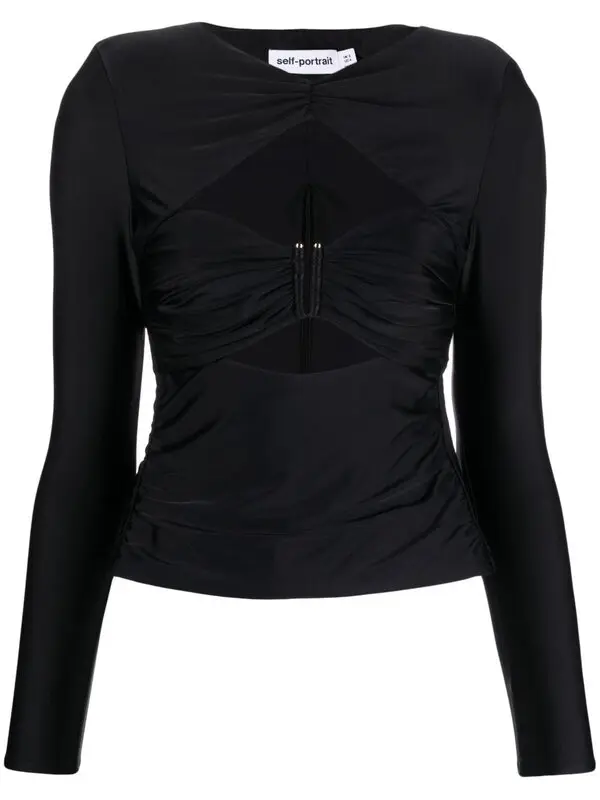SELF-PORTRAIT Ruched Cut-out Top