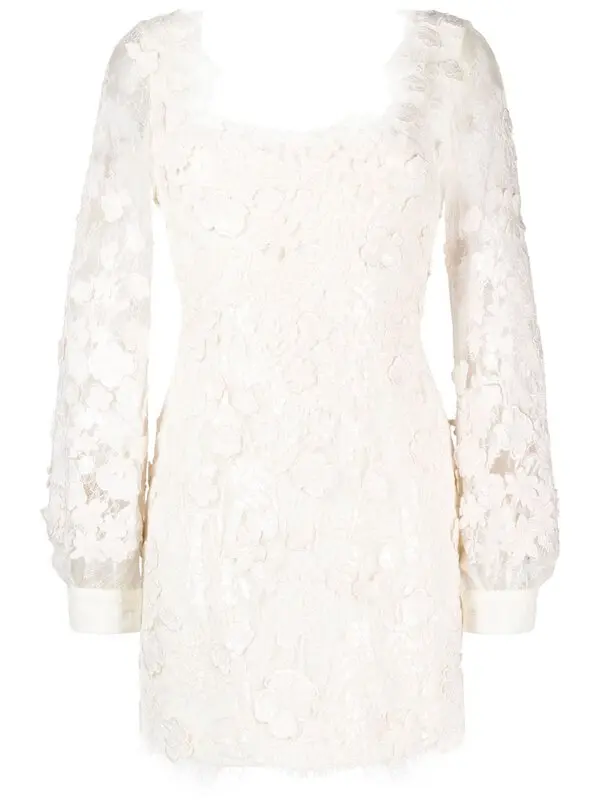 Elie Saab Floral Lace-embellished Minidress - White