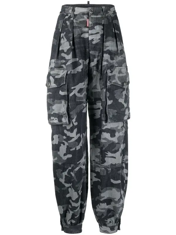 Dsquared2 Camouflage Cargo Trousers - Black