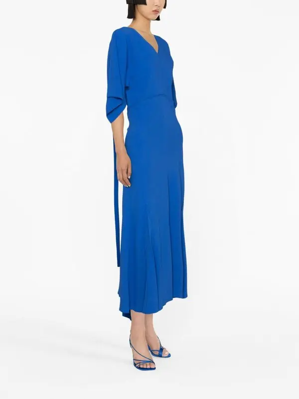Victoria Beckham Draped-sleeve Midi Dress