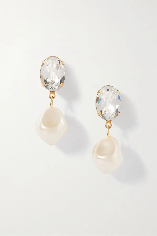 JENNIFER BEHR Tunis Gold-tone Faux Pearl And Crystal Earrings - Silver