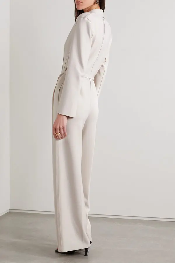 Norma Kamali Belted Pleated Jumpsuit - Off-white