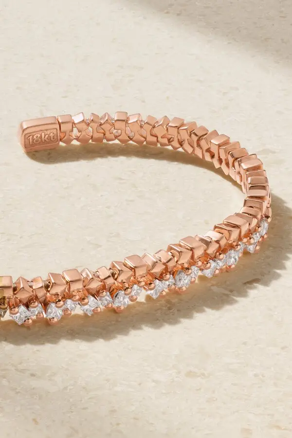 SUZANNE KALAN 18-karat Rose Diamond Bangle