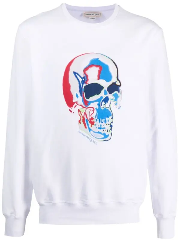 Alexander McQueen Skull-print Cotton Sweatshirt - White