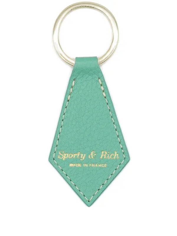 SPORTY & RICH Logo-print Leather Keychain - Green