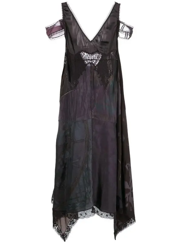 MARINE SERRE Regenerated Patchwork Midi Dress - Black