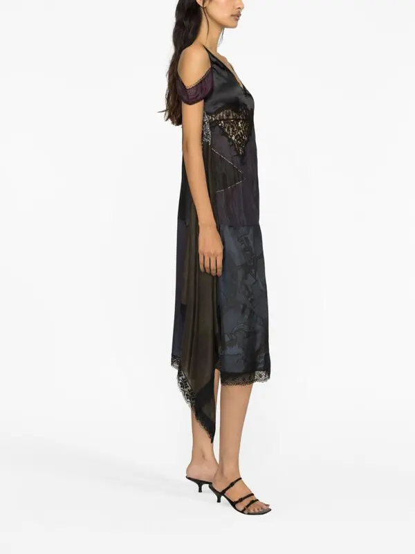 MARINE SERRE Regenerated Patchwork Midi Dress