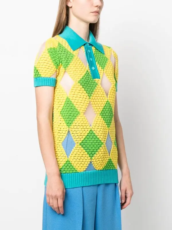 BOTTER Geometric Knitted Polo Shirt