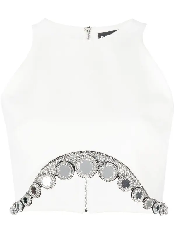 David Koma Crystal Tentacle Cropped Top - White