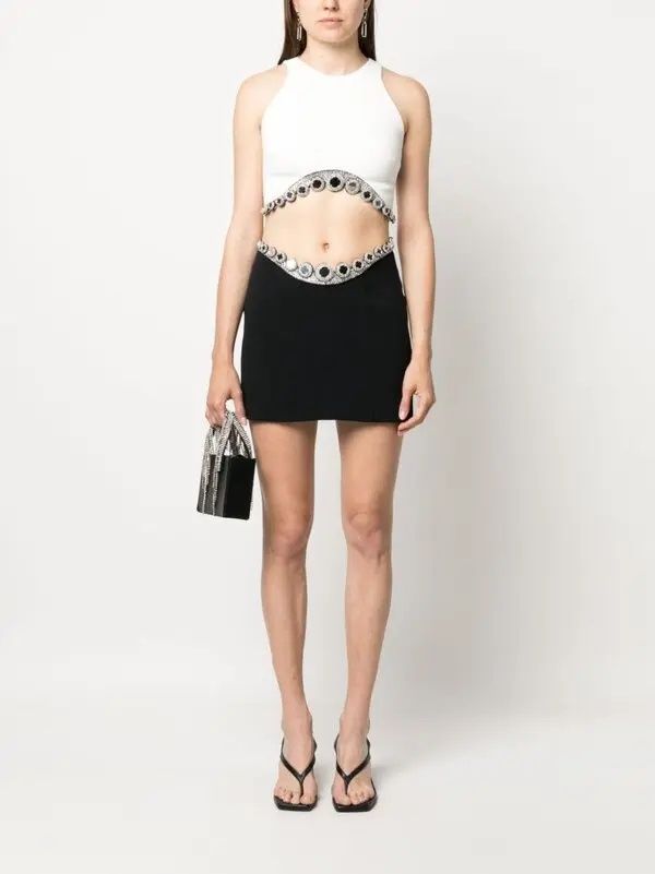 David Koma Crystal Embellished Cropped Top