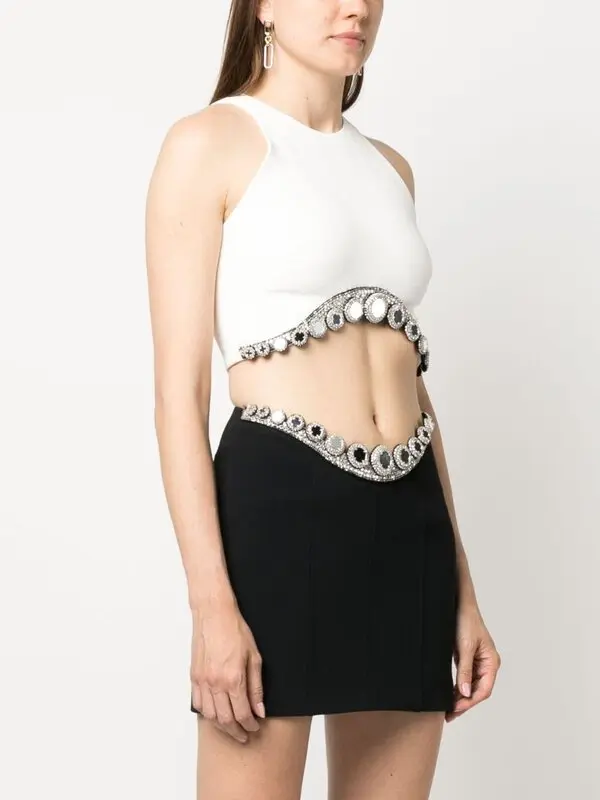 David Koma Crystal Embellished Cropped Top