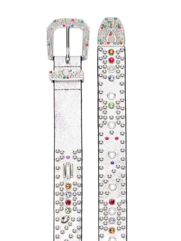 HTC LOS ANGELES Crystal-embellished Leather Belt