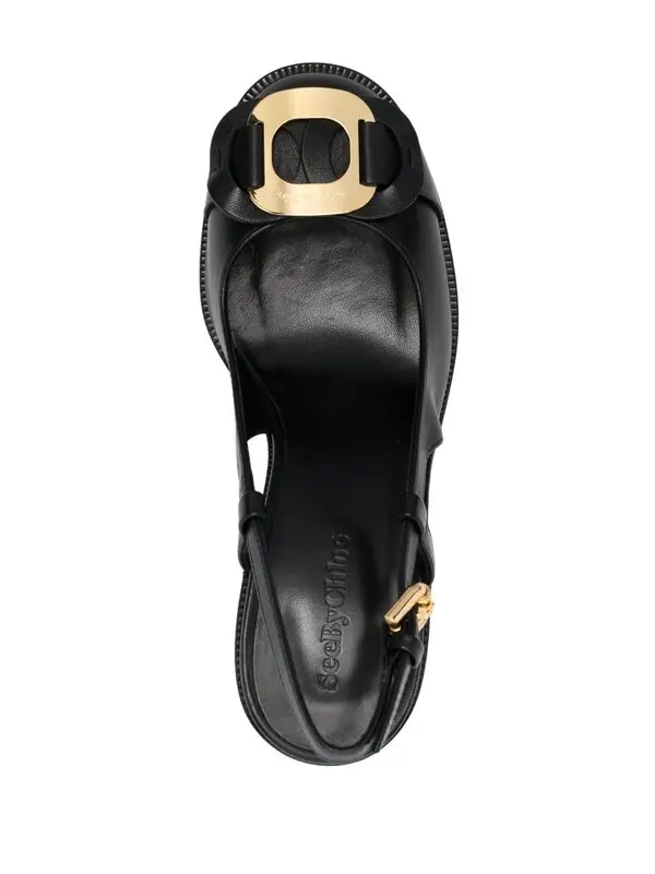 See By Chloé 90mm Logo-engraved Slingback Pumps