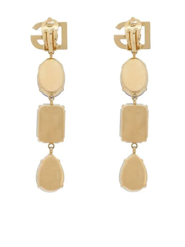 Dolce & Gabbana Logo-plaque Crystal-embellished Clip-on Earrings - Gold