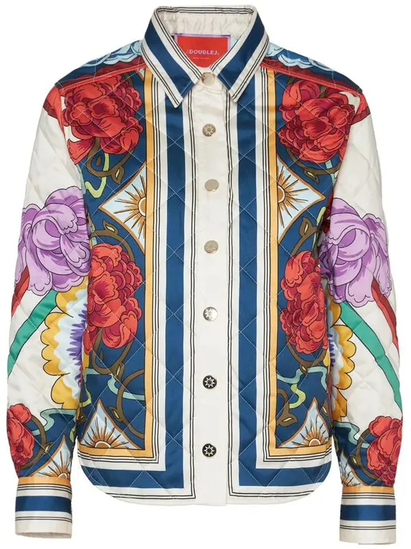 La DoubleJ Edie Quilted Floral-print Jacket - White