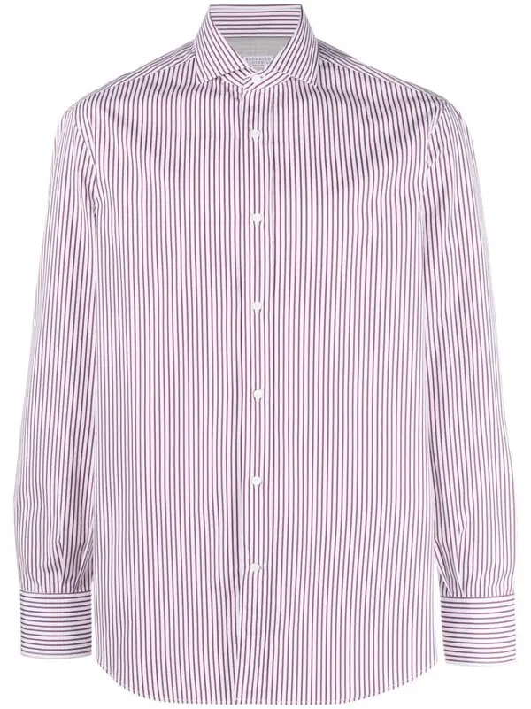 Brunello Cucinelli Long-sleeve Striped Cotton Shirt