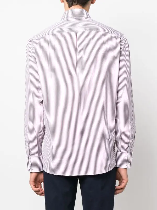 Brunello Cucinelli Long-sleeve Striped Cotton Shirt