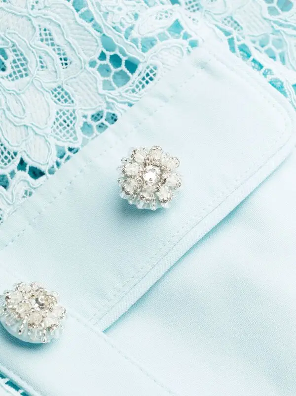 SELF-PORTRAIT Lace Midi Shirt Dress - Blue | Editorialist