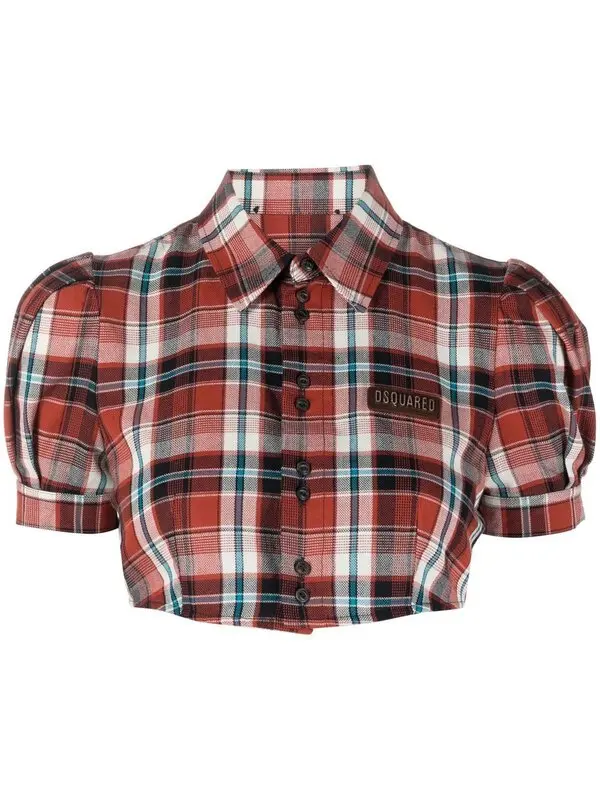 Dsquared2 Checked Puff-sleeve Shirt - Red