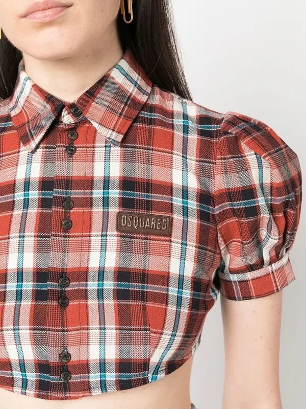 Dsquared2 Checked Puff-sleeve Shirt