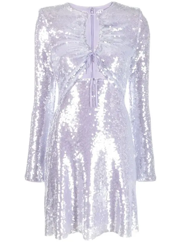 Self-Portrait Sequin Gathered Mini Dress In Purple 73% Off