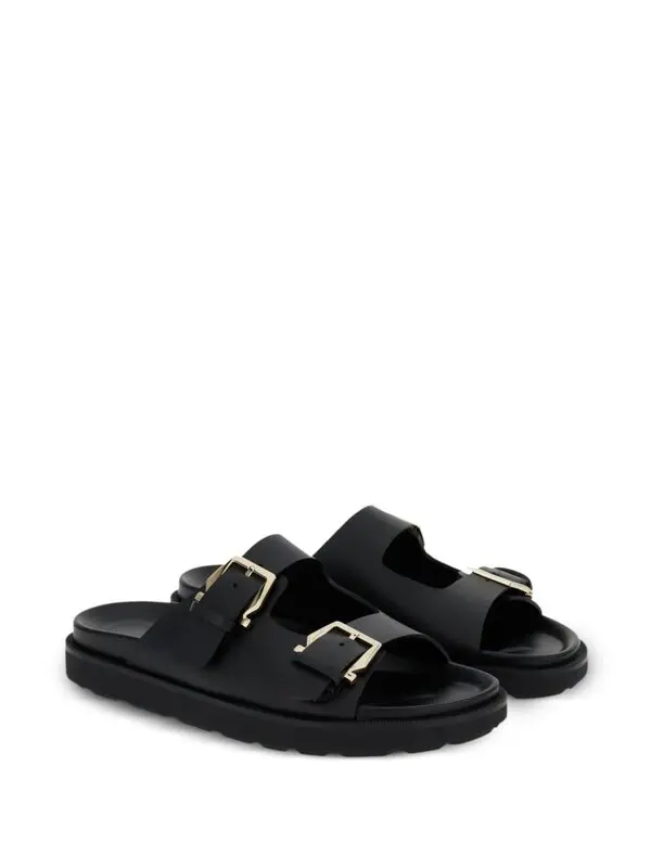 FERRAGAMO Double-buckle Leather Sandals