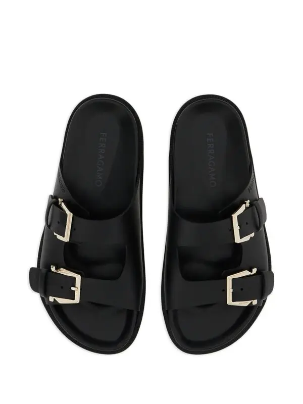 FERRAGAMO Double-buckle Leather Sandals
