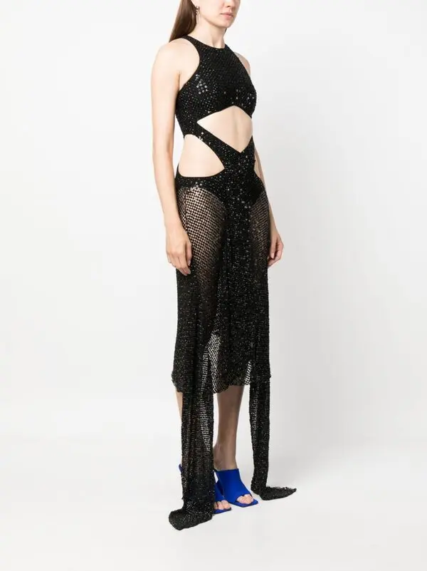 Attico Magnolia Sequin-embellished Net Dress