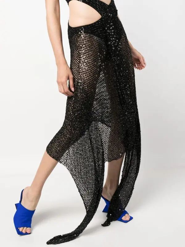Attico Magnolia Sequin-embellished Net Dress