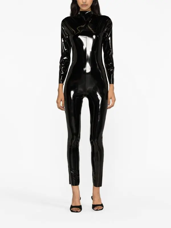 Alchemy Fashions Patent-effect Long-sleeve Jumpsuit