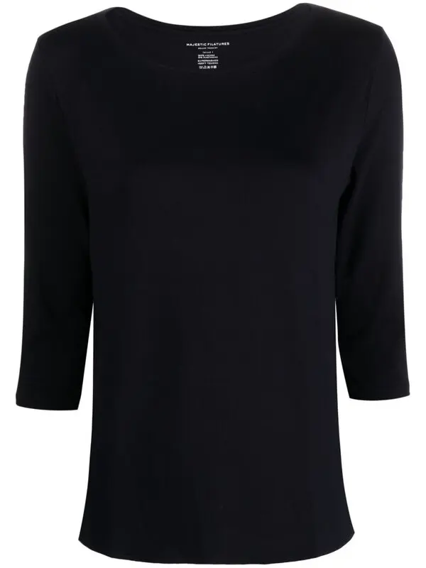 Majestic Filatures Boat-neck Jersey Top - Blue