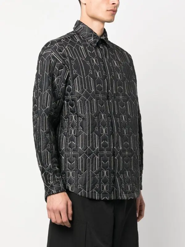 Palm Angels Monogram-quilted Shirt Jacket - Grey