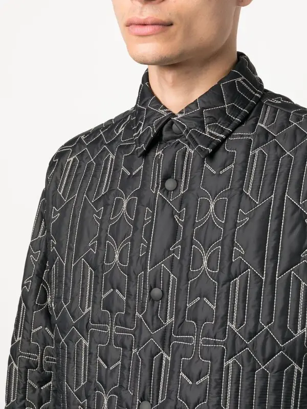Palm Angels Monogram-quilted Shirt Jacket - Grey